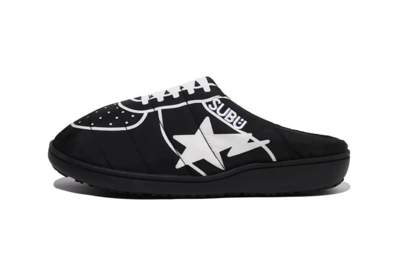 BAPE x SUBU sandálias acolchoadas “BAPESTA” informações de lançamento ...