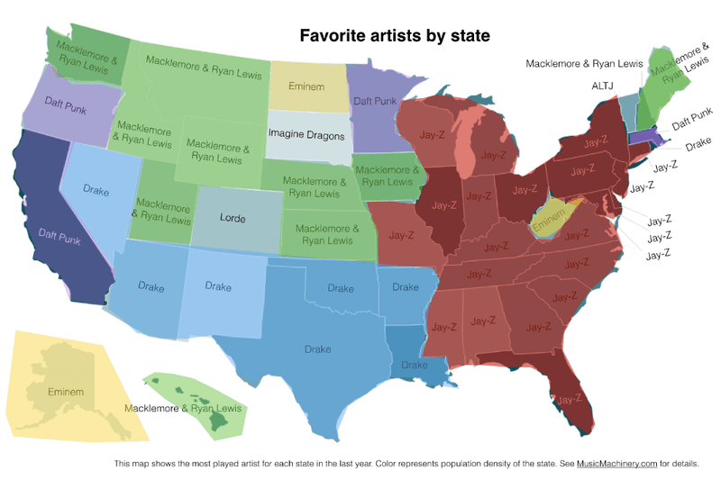 Map Shows Each State's Favorite Artist | Hypebeast