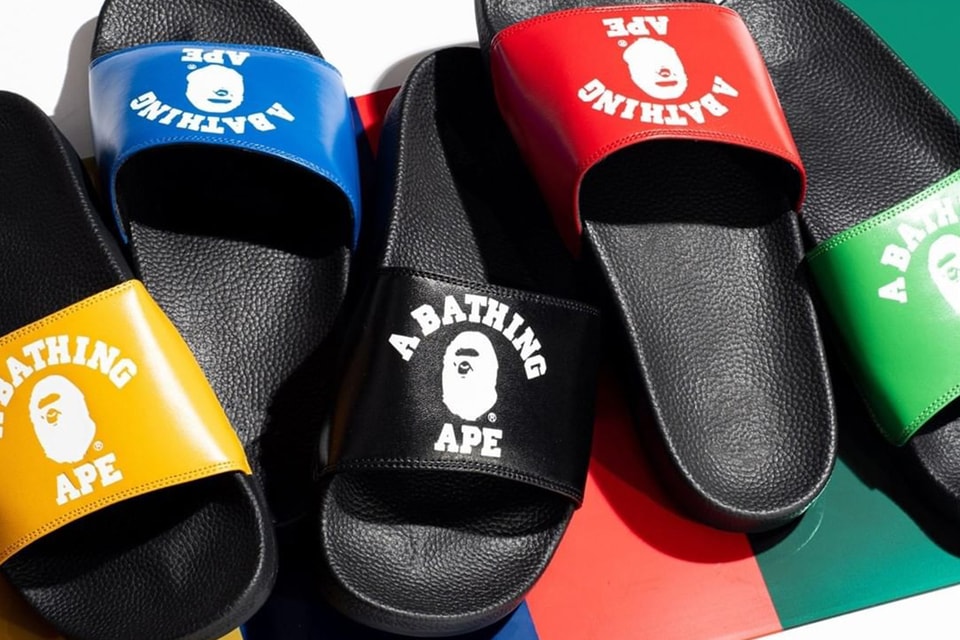 A BATHING APE® 推出全新 COLLEGE SLIDE SANDALS 拖鞋系列 | Hypebeast
