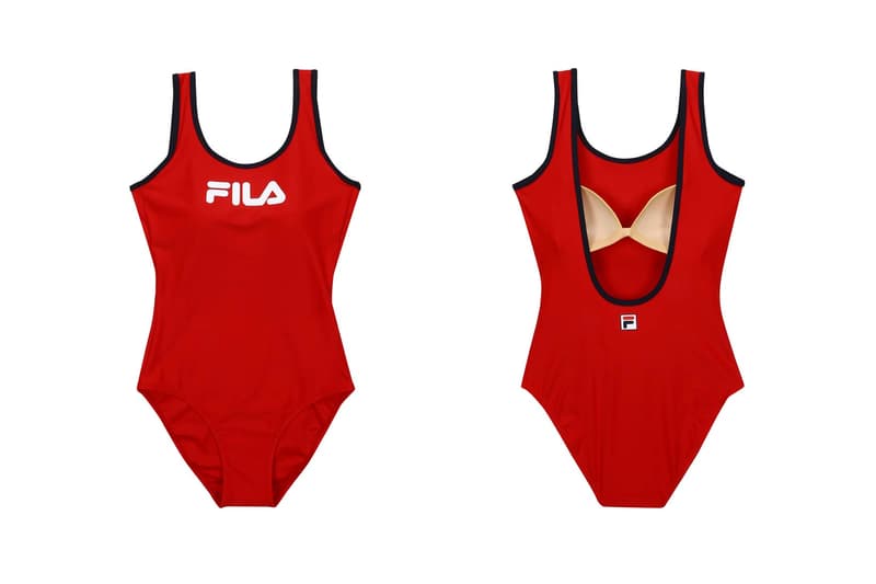 FILA's Logo Swimsuit in Blue and Red | Hypebae