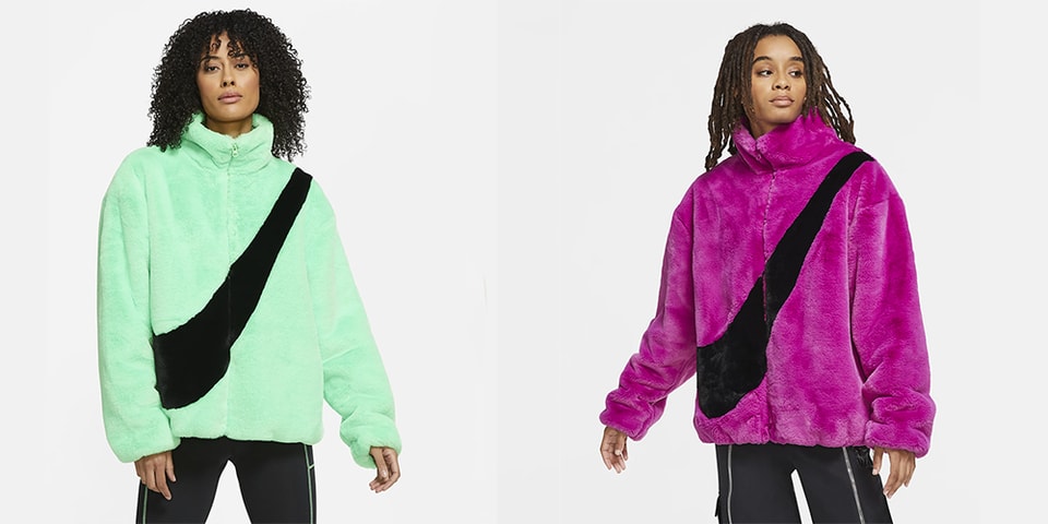 Nike Faux Fur Jacket in Mint Green & Fuchsia | Hypebae