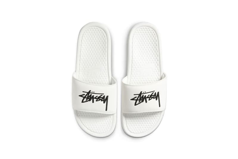 Stussy x Nike Benassi Slides White/Black/Green | Hypebae