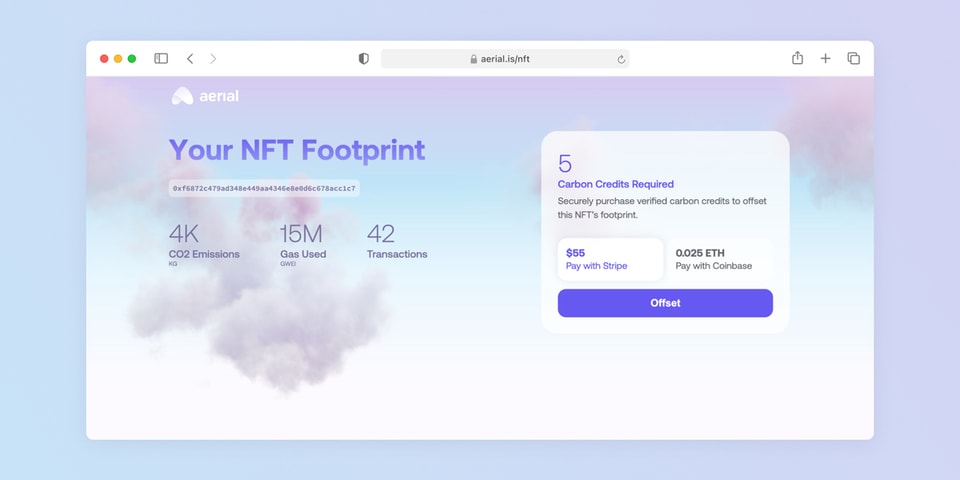 Aerial Estimates, Offsets NFT Carbon Emissions | Hypebae Aerial Estimates, Offsets NFT Carbon Emissions | Hypebae