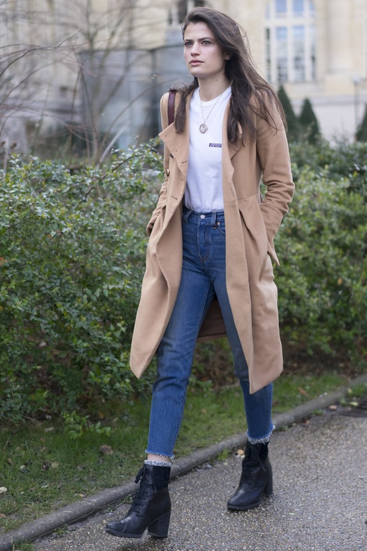 時裝週街拍照零失手穿搭組合 牛仔褲 tee - POPBEE