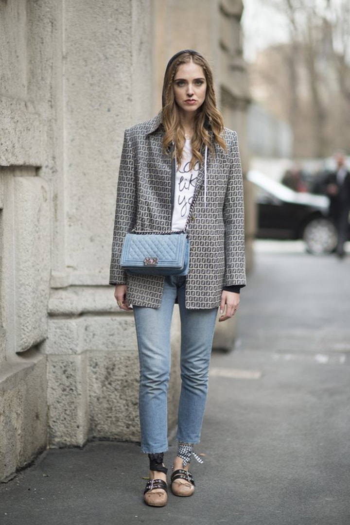 時裝週街拍照零失手穿搭組合 牛仔褲 tee - POPBEE