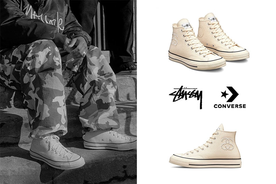 STUSSY X CONVERSE 再次為 Chuck 70 換上「新衣裳」，以迷人的珍珠細節點亮鞋履！ - POPBEE