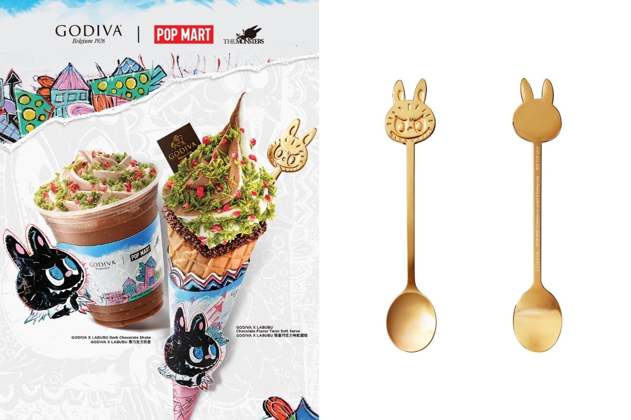 GODIVA X LABUBU 軟雪糕、奶昔聯乘系列：特別設計的不銹鋼茶匙還可以拿回家紀念！ - POPBEE