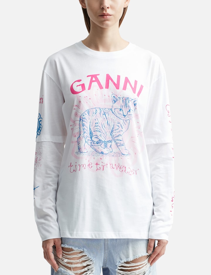 Ganni - Light Jersey Cat T-Shirt | HBX - Globally Curated Fashion and ...