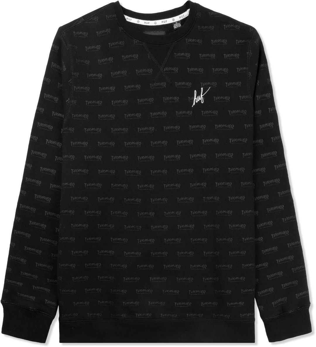 Huf - HUF x THRASHER Black Crewneck Sweater | HBX - Globally Curated ...