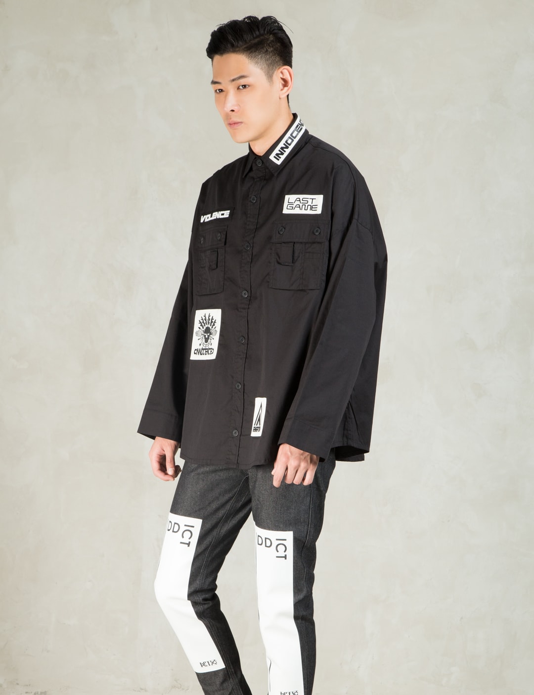 KTZ - Black L/S Big Shirt With Patches | HBX - Globally Curated Fashion ...