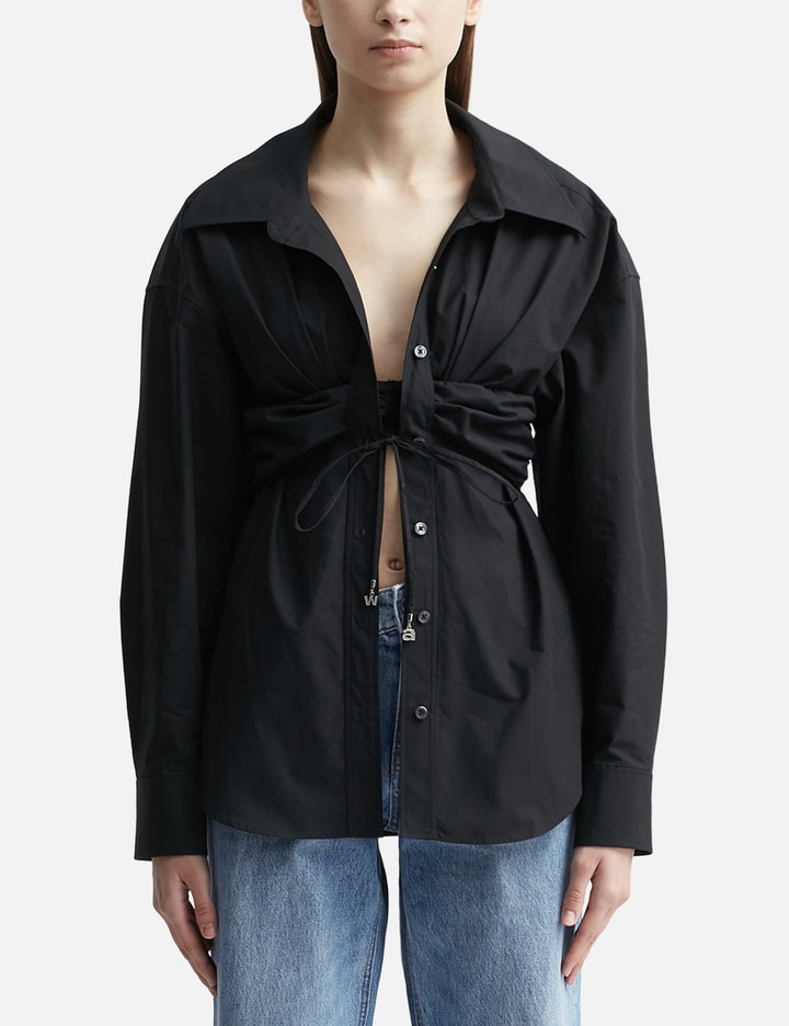 T By Alexander Wang - RUCHED BANDEAU OVERLAY OPEN FRONT SHIRT | HBX