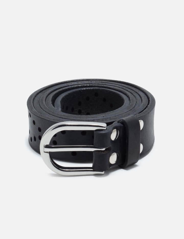 Makhmadim Laser Perforated Belt - Black cowhide leather with laser-cut ...