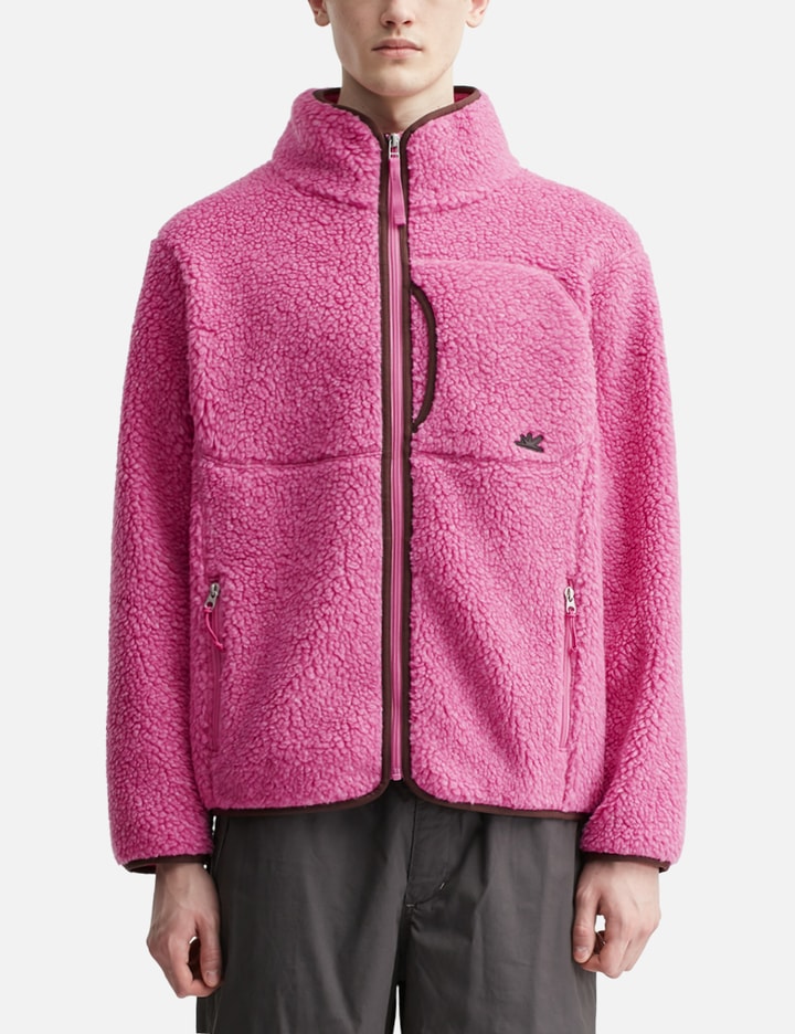 Sunlove Kumo Sherpa Fleece Jacket - 麻花粉Sherpa羊羔絨外套，高領刷毛保暖，YKK拉鍊與對比羅紋細節 ...