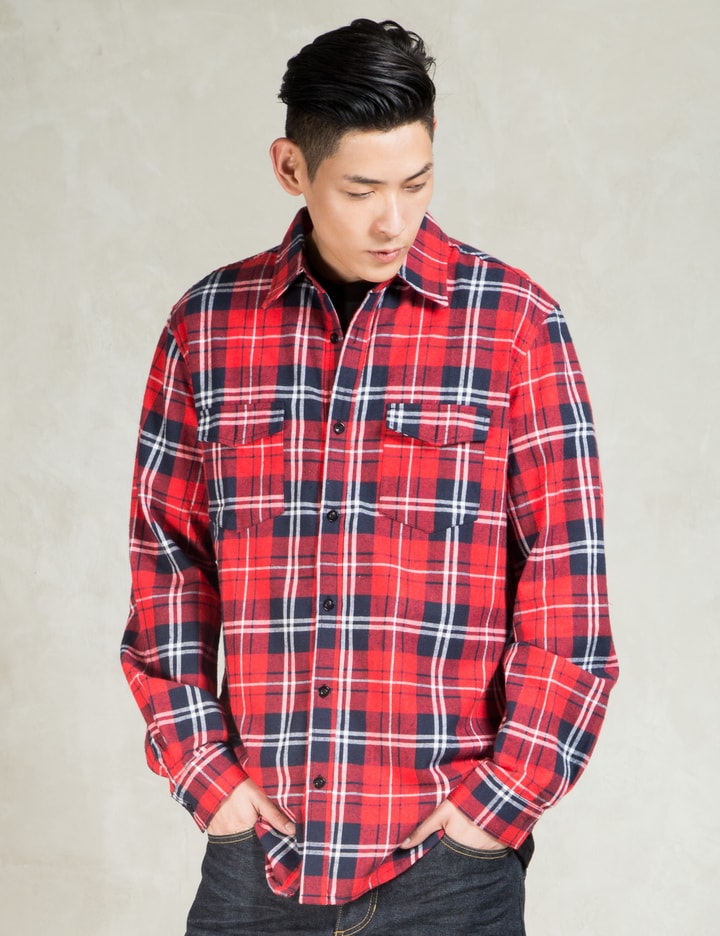 LES (ART)ISTS - Red TISCI74 Football Flannel Shirt | HBX - Globally ...