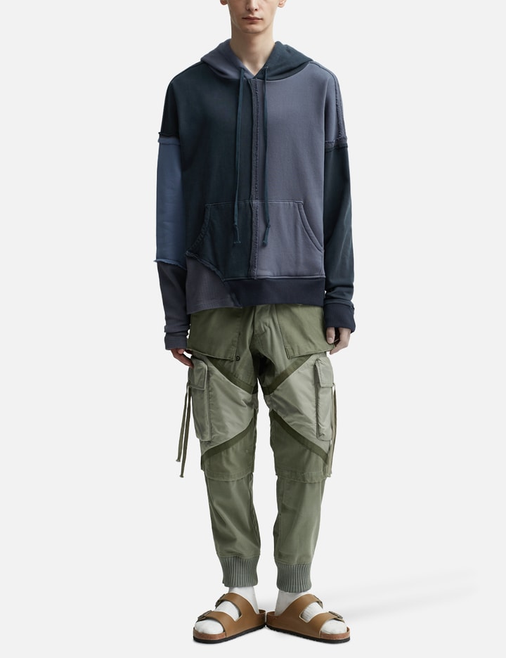 GREG LAUREN - Mixed Navy Drop Hoodie | HBX - Globally Curated Fashion ...
