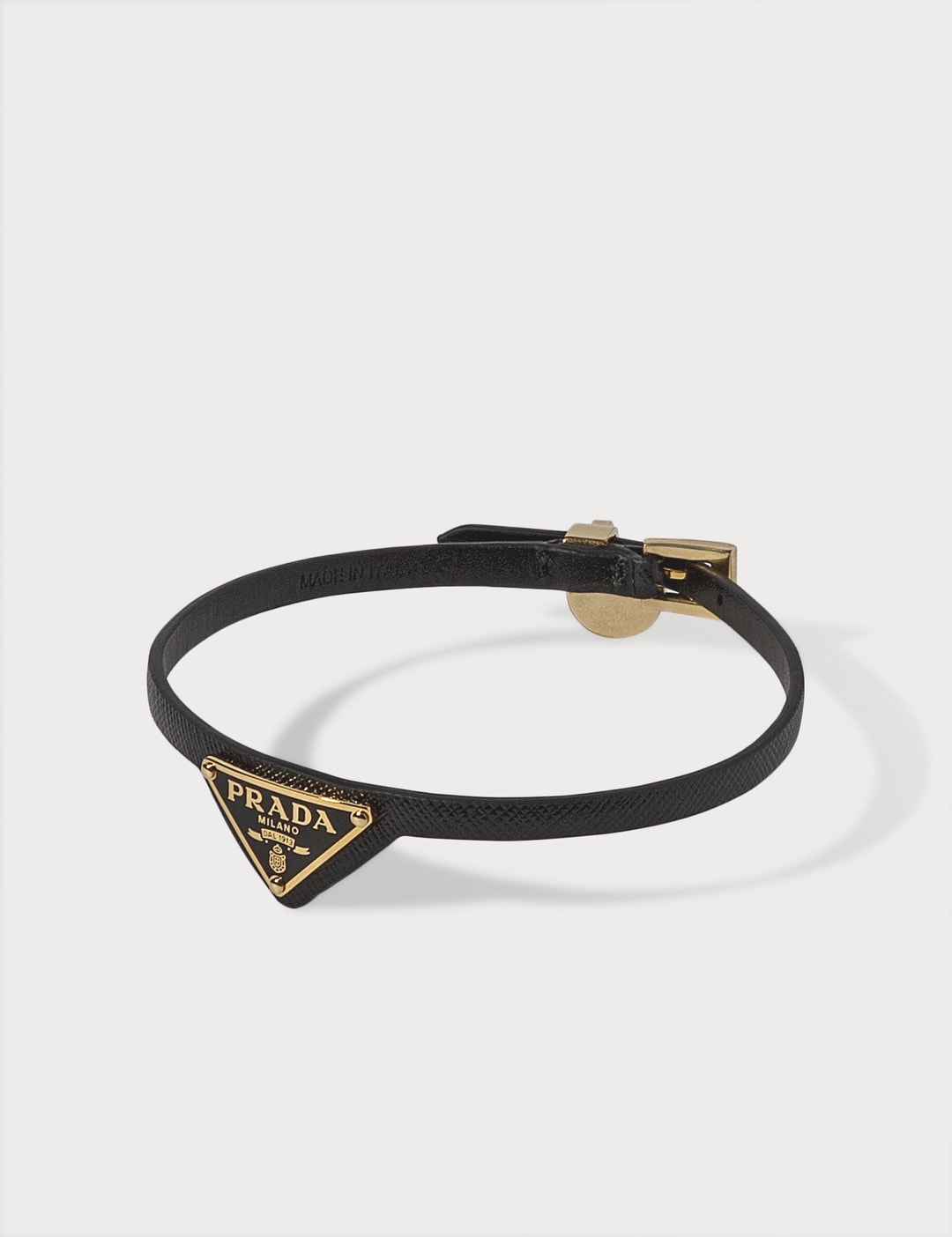 Prada - Triangle Logo Leather Necklace | HBX