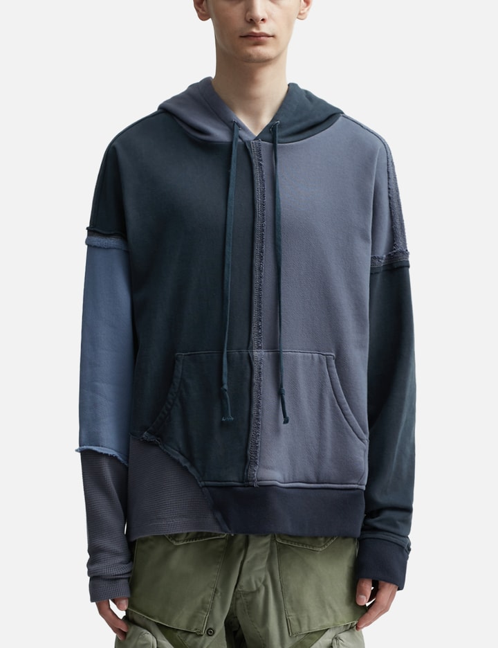 GREG LAUREN - Mixed Navy Drop Hoodie | HBX - Globally Curated Fashion ...