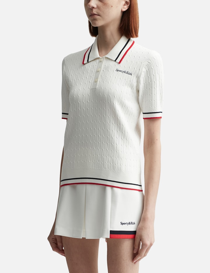 Sporty & Rich - Serif Logo Mini Cable Polo | HBX