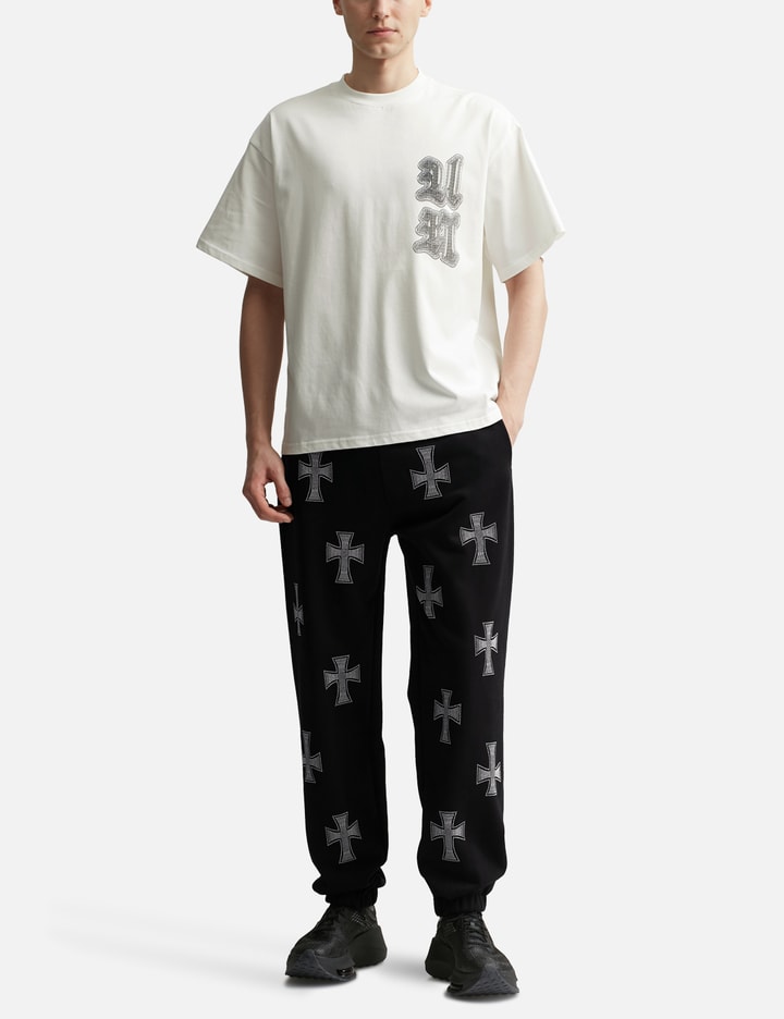 UNKNOWN - White Multi Logo Iced Out T-shirt | HBX - Globally Curated ...