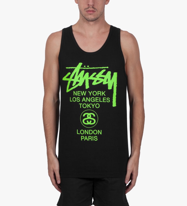 Stüssy - Black World Tour Tank Top | HBX - Globally Curated Fashion and ...