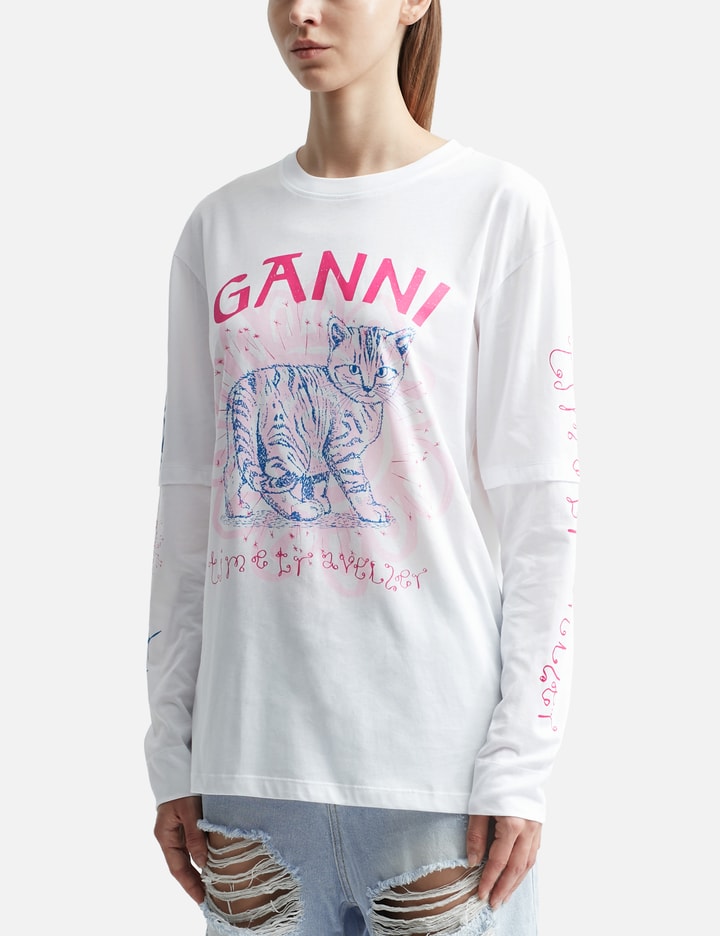 Ganni - Light Jersey Cat T-Shirt | HBX - Globally Curated Fashion and ...