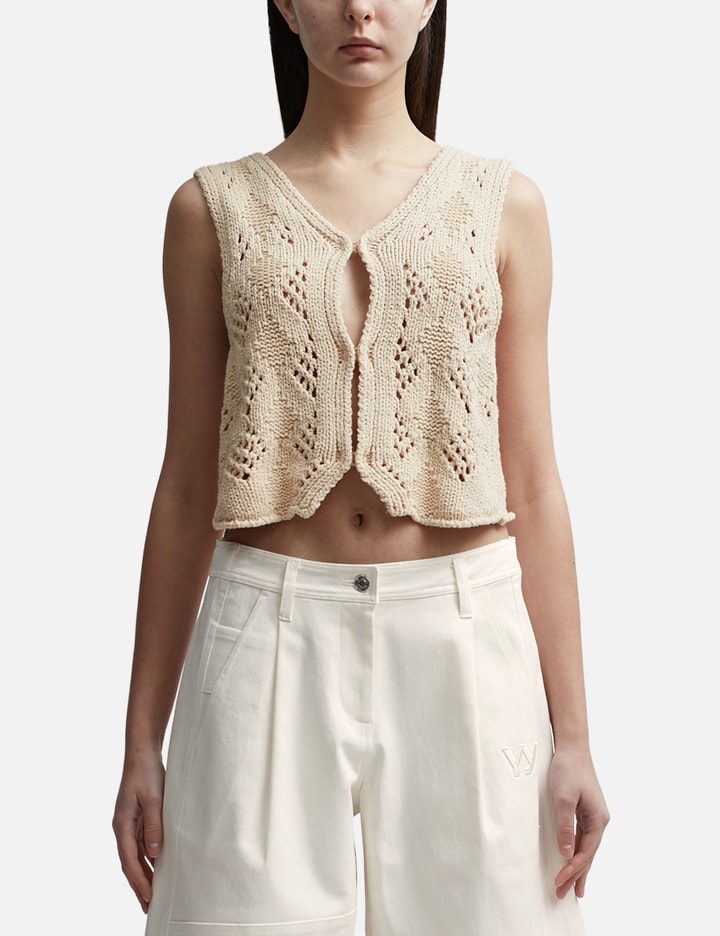 Open YY - ARGYLE POINTELLE KNIT VEST | HBX