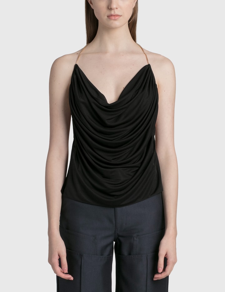 Loewe Open-back Chain-embellished Draped Silk-satin Top In Black | ModeSens