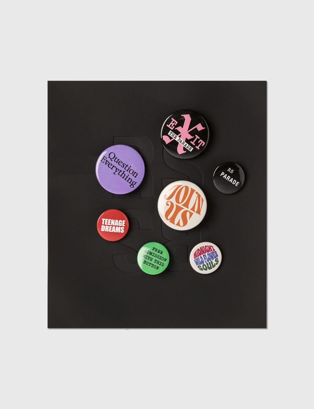 Raf Simons - Set Of 7 Pins | HBX - Globally Curated Fashion and ...