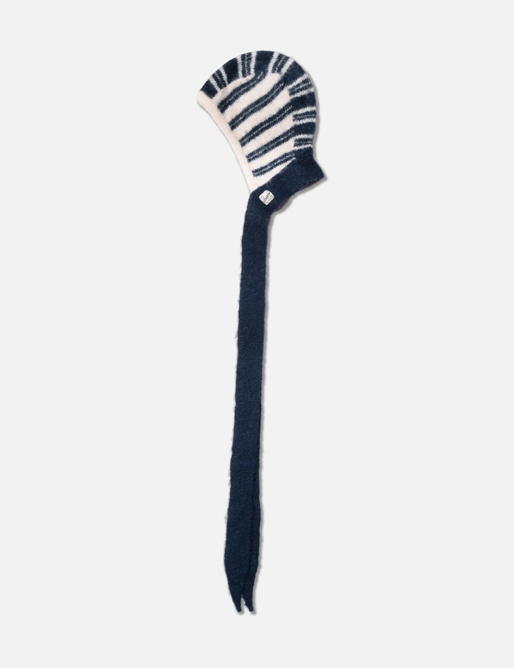 Glowny Sundae Stripe Knit Balaclava - Navy two-tone knit balaclava with ...