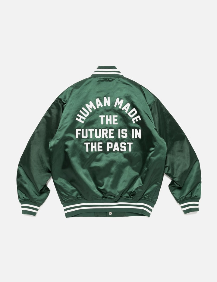 Human Made Nylon Stadium Jacket - Shiny green nylon coach jacket with ...