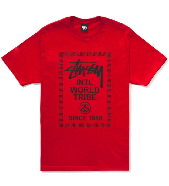 Stüssy - Red Flava Crew Tribe T-Shirt | HBX - Globally Curated Fashion ...