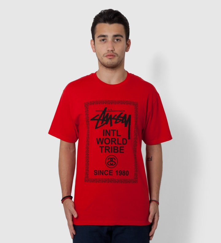 Stüssy - Red Flava Crew Tribe T-Shirt | HBX - Globally Curated Fashion ...