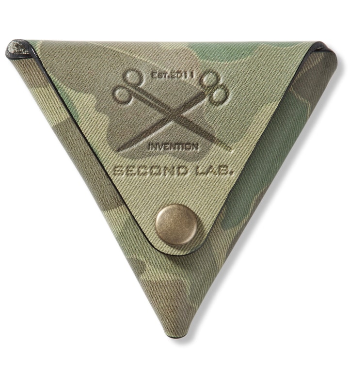 SECOND LAB - Camo Triangle Leather Coin Case | HBX
