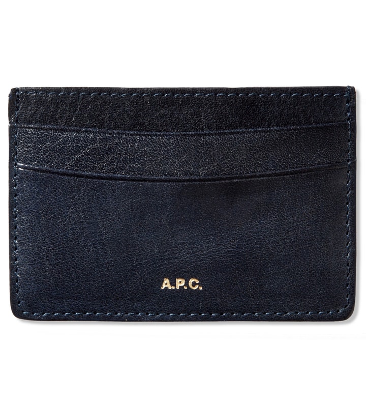 A.P.C. - Dark Navy Blue Cardholder In Thick Leather | HBX - Globally ...
