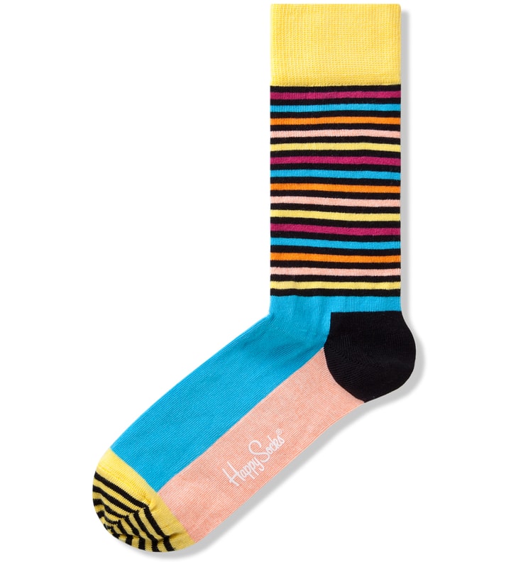Happy Socks - Blue/Multi-Color Stripe Half Sock | HBX - Globally ...