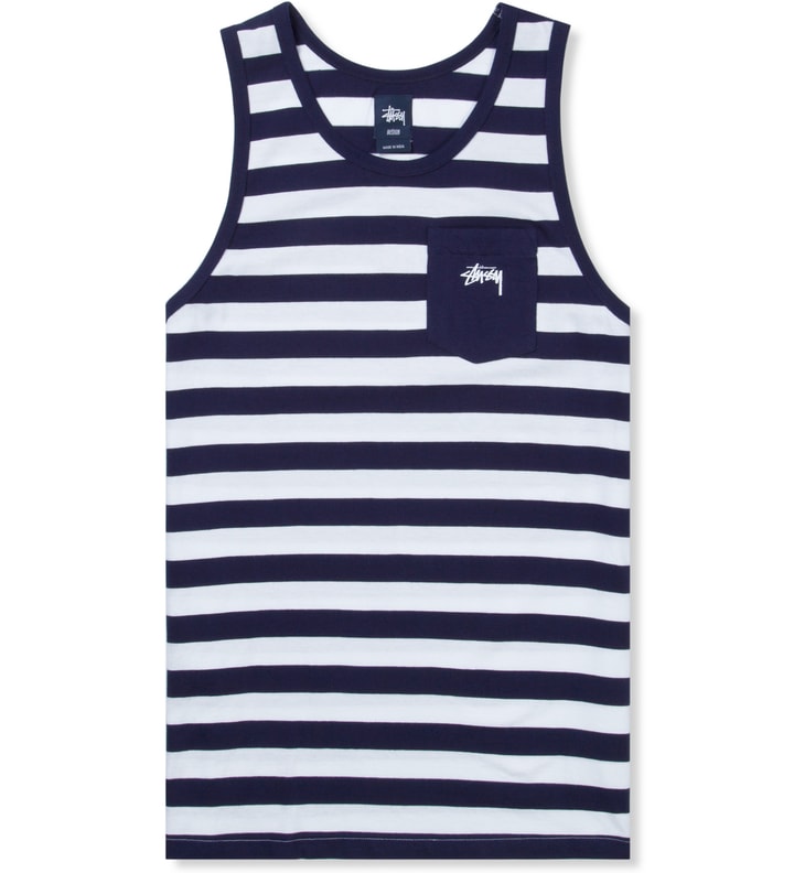 Stüssy - Navy Marvin Tank | HBX - Globally Curated Fashion and ...
