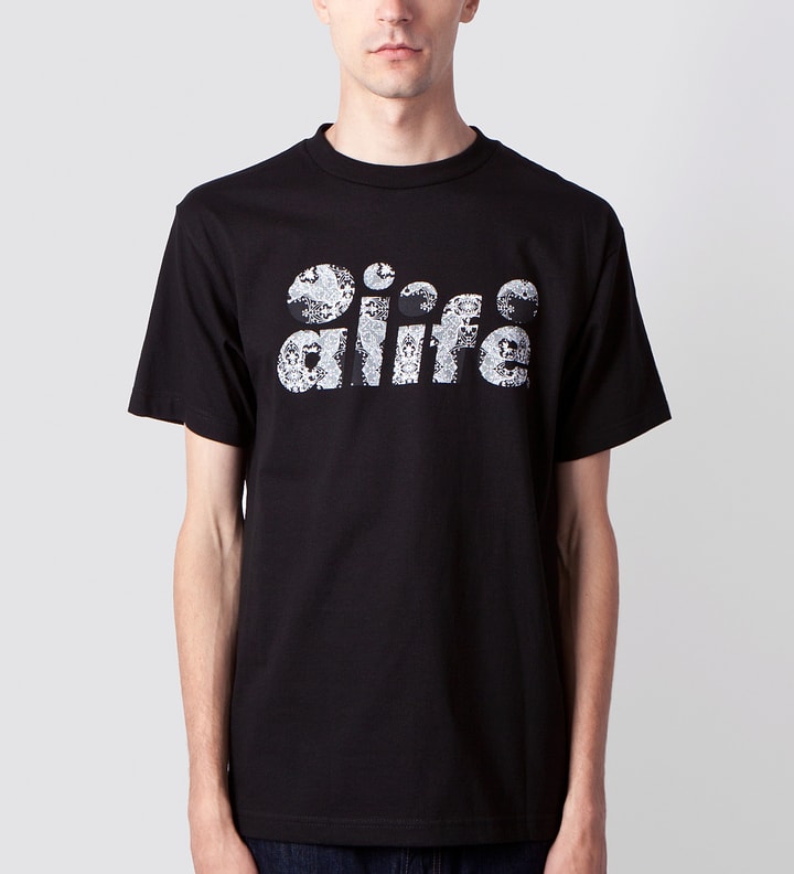 ALIFE - Black Alife Laced Bubble Logo T-Shirt | HBX - Globally Curated ...