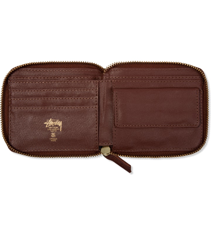 Stüssy - Brown Double S Zip Wallet | HBX - Globally Curated Fashion and ...