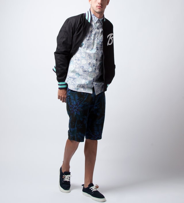 GARBSTORE - Navy Tropical Five Jet Chino Shorts | HBX