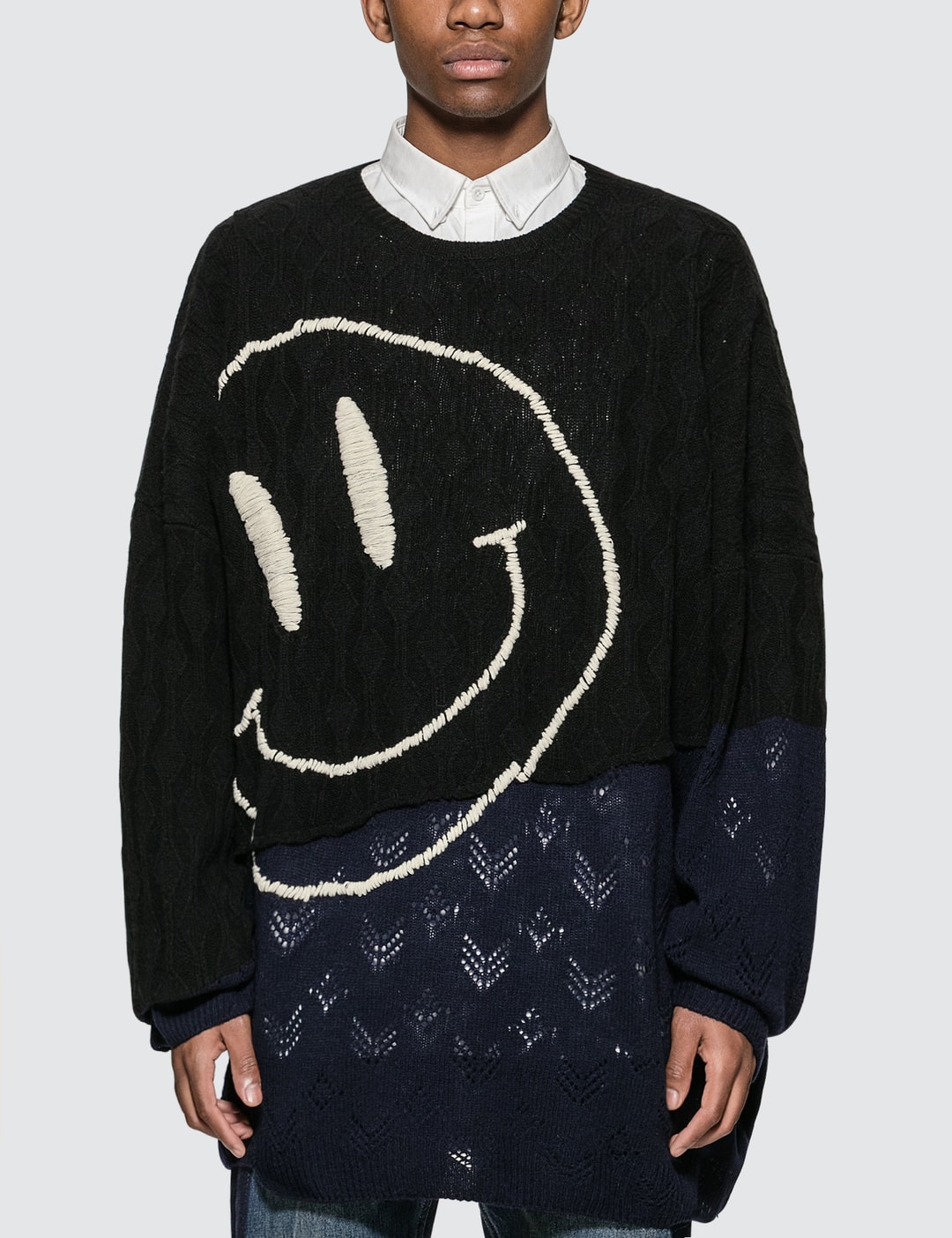 Raf Simons - Oversized Smiley Sweater | HBX - Globally Curated Fashion ...