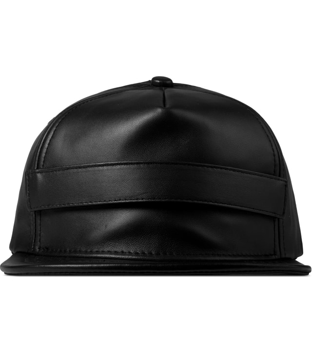 Stampd - Black Velcro Lambskin Snapback Cap | HBX