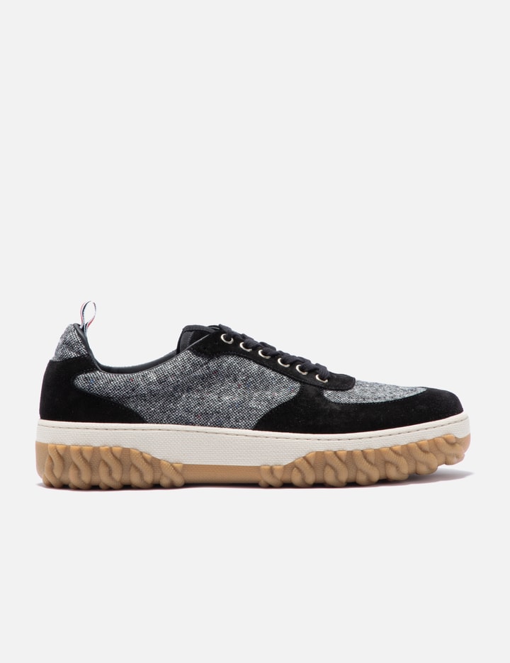 Thom Browne - Donegal Tweed Cable Knit Sole Letterman Trainers | HBX