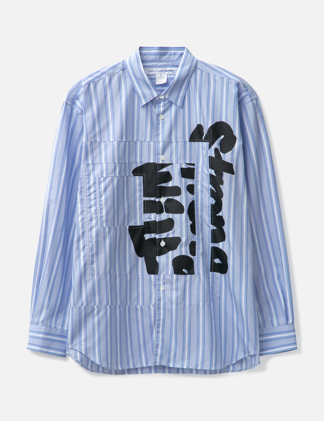 CDG Shirt - "Strong Will" Striped Long Sleeve Shirt | HBX