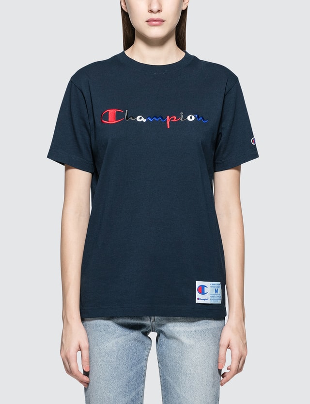 Champion Japan - Tri-color Script Logo S/S T-Shirt | HBX