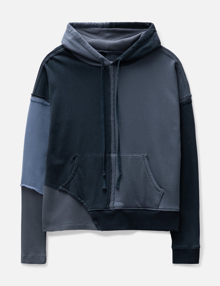 GREG LAUREN - Mixed Navy Drop Hoodie | HBX - Globally Curated Fashion ...