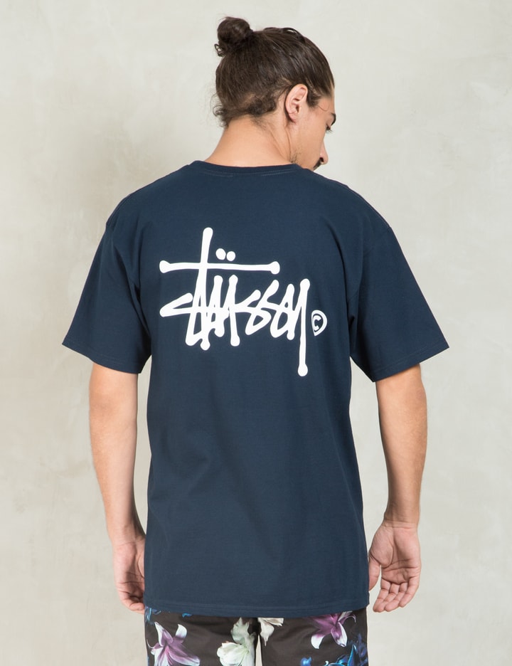 Stüssy - Navy Basic Logo T-Shirt | HBX - Globally Curated Fashion and Lifestyle by Hypebeast