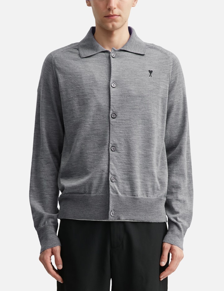 Ami Wool Shirt Collar Ami De Coeur Cardigan - Merino wool knit with ...