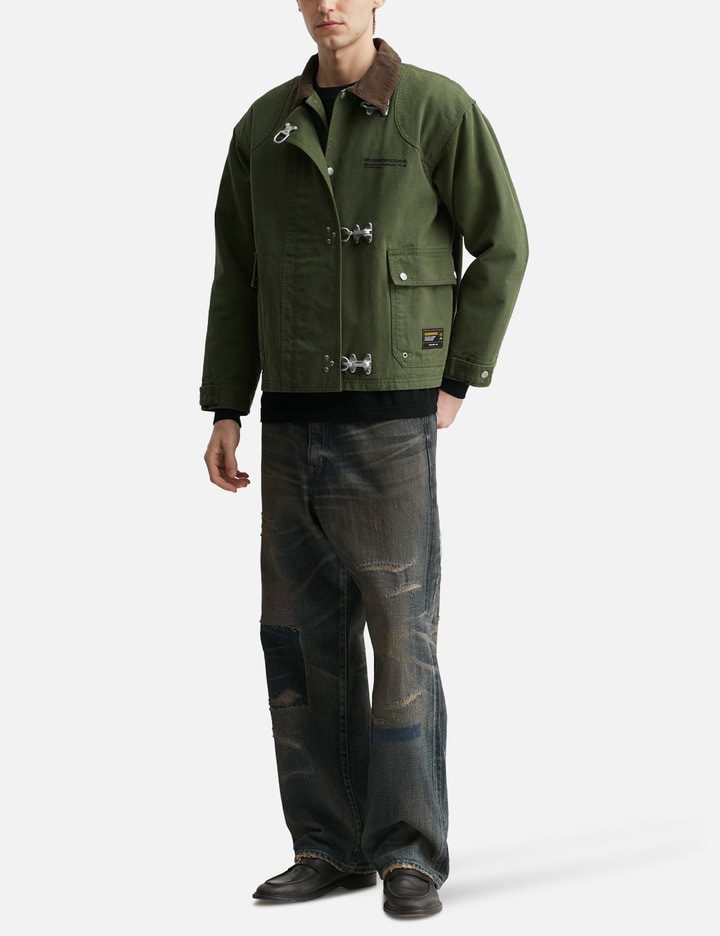 NEIGHBORHOOD Fireman Jacket - Olive-drab duck canvas jacket with ...