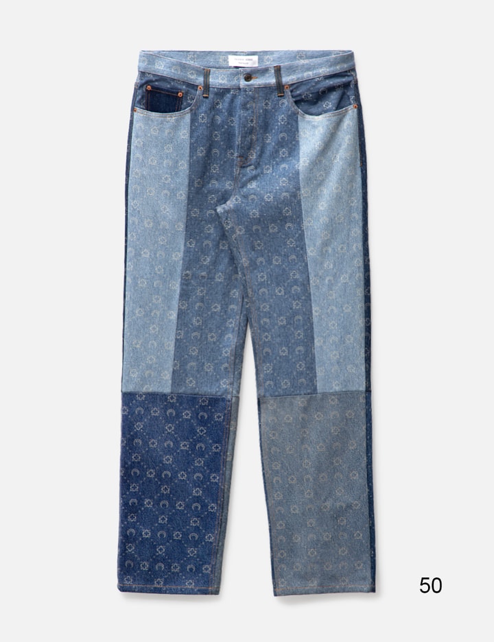 Marine Serre - Regenerated Denim Monogram Fitted Jeans | HBX
