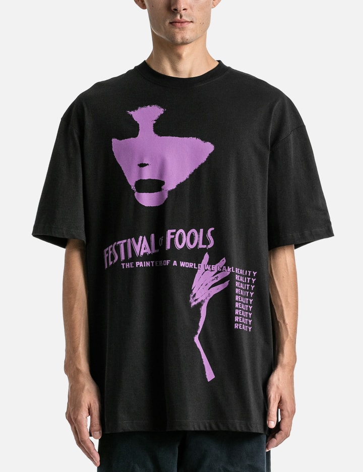Raf Simons - OVERSIZED T-SHIRT FESTIVAL FOOLS PRINT ON FRONT | HBX ...